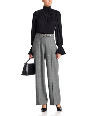 Kobi Halperin Maxine Silk Blend Smocked Trim Blouse - Black