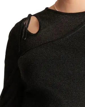 ESTELLE Libbie Cutout Knit Top - Black Sparkle