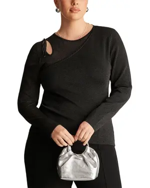 ESTELLE Libbie Cutout Knit Top - Black Sparkle