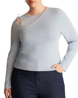 ESTELLE Libbie Cutout Knit Top - Blue Sparkle