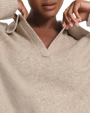 ESTELLE Nellie Collared Knit Top - Sand Marble