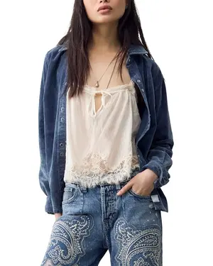 Free People Reverie Patchwork Cotton High Rise Jeans - Vintage