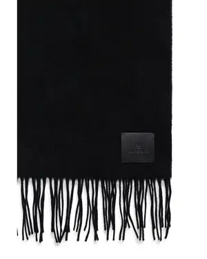 ANINE BING Augustina Fringed Wool Scarf - Black