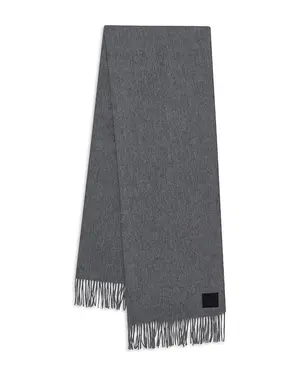 ANINE BING Augustina Fringed Wool Scarf - Grey