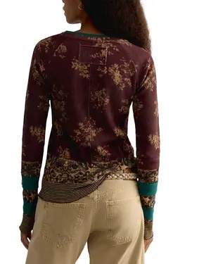 Free People Easy Does It Cotton Stretch Printed Top - Lagon Combo