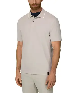 Boggi Milano Stretch Cotton Blend Pique Cool Jade-fresh Polo - Sand