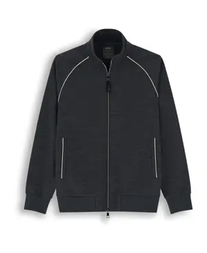 Boggi Milano Wool Blend Diagonal Full-zip Sweatshirt