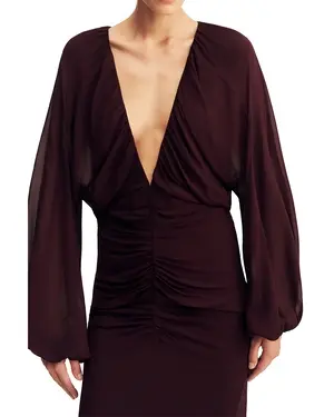 Shona Joy Amina Gathered Low Plunged Maxi Dress