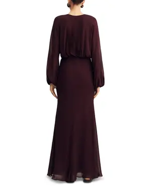 Shona Joy Amina Gathered Low Plunged Maxi Dress