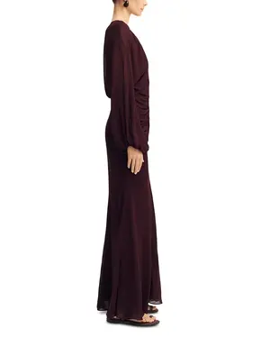 Shona Joy Amina Gathered Low Plunged Maxi Dress