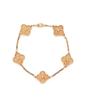 VAN CLEEF & ARPELS Vintage Alhambra 5 Motifs Bracelet 18k Rose Gold - Pink