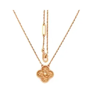 VAN CLEEF & ARPELS Vintage Alhambra Pendant Necklace 18k Rose Gold