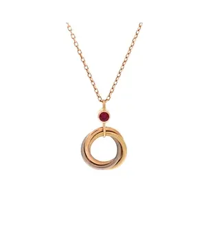 CARTIER Trinity Pendant Necklace 18k Tricolor And Ruby - Gold