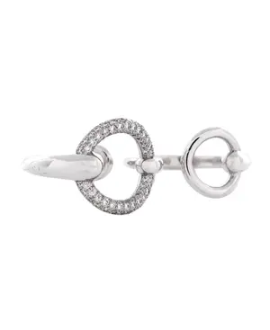Hermès Large Filet D'or Double Ring 18k Gold With Diamonds