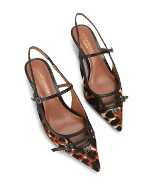 Kurt Geiger Knightsbridge Printed Leather Slingback Pumps - Open Brown