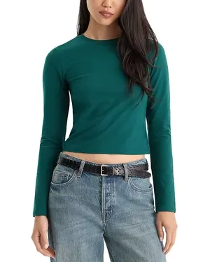 Good American Cotton Stretch Long Sleeve Baby Tee
