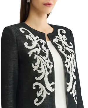 Ming Wang Filigree Jacquard Knit Jacket