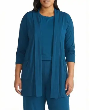 Universal Standard Plus Travelknit Minimalist Cardigan - Blue Teal