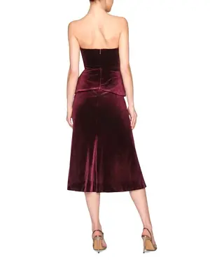 Theia Kelsey Sculpted Velvet Stretch Strapless Dress