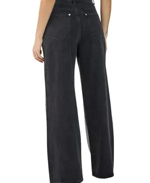 Nasty Gal Black Washed Diamante Chap Jeans