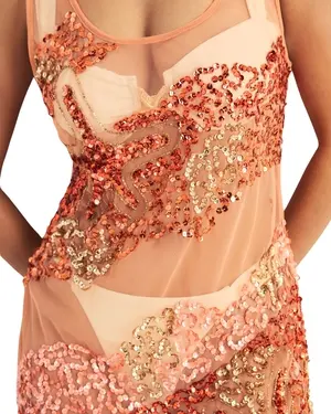 Nasty Gal Beaded Sheer Mini Beach Dress