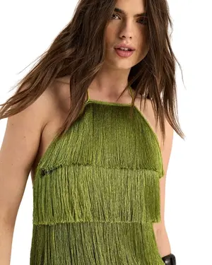 Nasty Gal Fringe Halter Neck Mini Dress