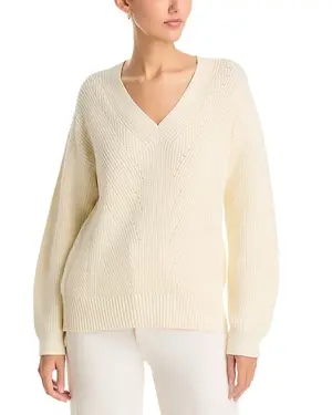 Tommy Bahama Salt & Sea Wash Cotton V Neck Sweater - Coconut