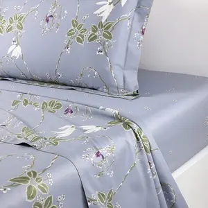 YVES DELORME Rameau Flat Sheet, Full/queen - Blue