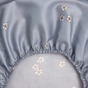 YVES DELORME Rameau Fitted Sheet, King - Blue