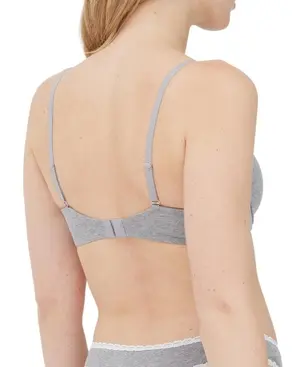 SKARLETT BLUE Adorned Cotton Underwire Bra - Heather Grey/ivory