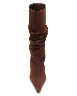 Schutz Harriet Slouchy Suede Mid Calf Boots - Brown