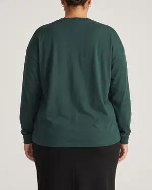Universal Standard Plus Long Sleeve Relaxed Tee - Forest Green
