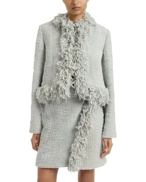 LIBEROWE Wool Blend Cropped Fringe Jacket
