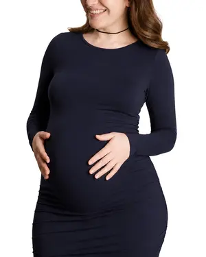 NOM MATERNITY The Curve Ruched Maxi Dress - Dark Navy