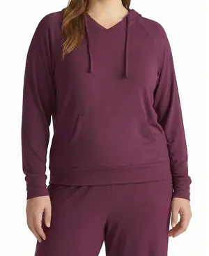 Universal Standard Plus Travelknit V-neck Hoodie - Gamay