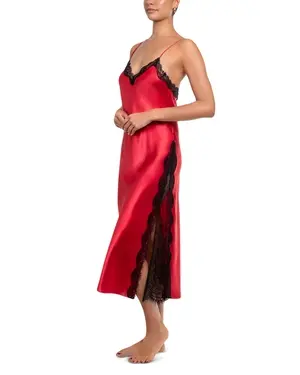 IN BLOOM BY JONQUIL Lace Trim Stretch Satin Nightgown