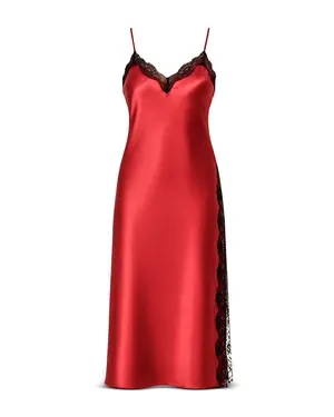 IN BLOOM BY JONQUIL Lace Trim Stretch Satin Nightgown