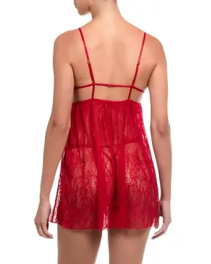 IN BLOOM BY JONQUIL Lace Underwire Babydoll Chemise & G String Set