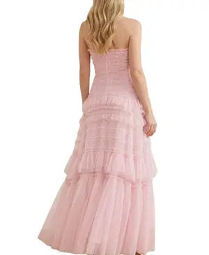 NEEDLE & THREAD Valentine Ruffle Strapless Gown - Shell