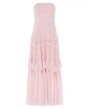 NEEDLE & THREAD Valentine Ruffle Strapless Gown - Shell
