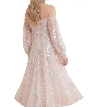 NEEDLE & THREAD Confetti Gloss Off-shoulder Dress