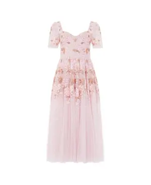 NEEDLE & THREAD Wisteria Sweetheart Short Sleeve Dress