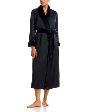 Natori Satin Plush Robe - Black