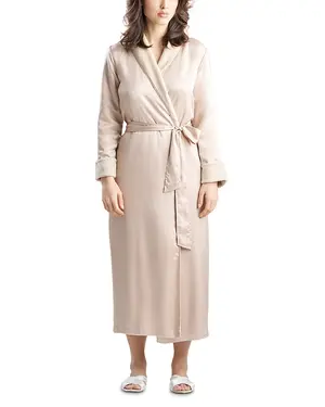 Natori Satin Plush Robe - Wheat