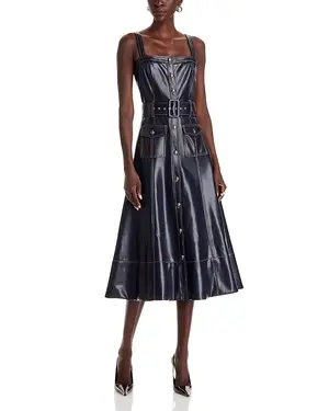 Cinq À Sept Vega Faux Leather Dress - Navy/amber