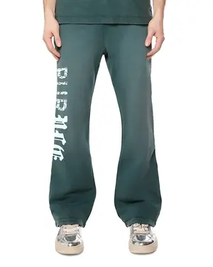 PURPLE BRAND Cotton Flared Fleece Logo Sweatpants - Green