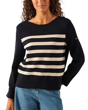 Saint James Marseillan Wool Boat Neck Sweater - Navy/blanc
