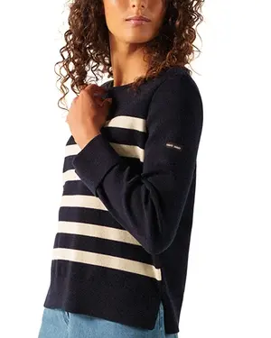 Saint James Marseillan Wool Boat Neck Sweater - Navy/blanc