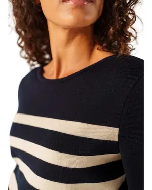 Saint James Marseillan Wool Boat Neck Sweater - Navy/blanc