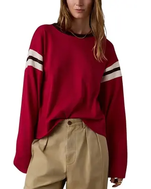Faherty Brand Throwback Cotton Long Sleeve Tee - Sangria Varsity